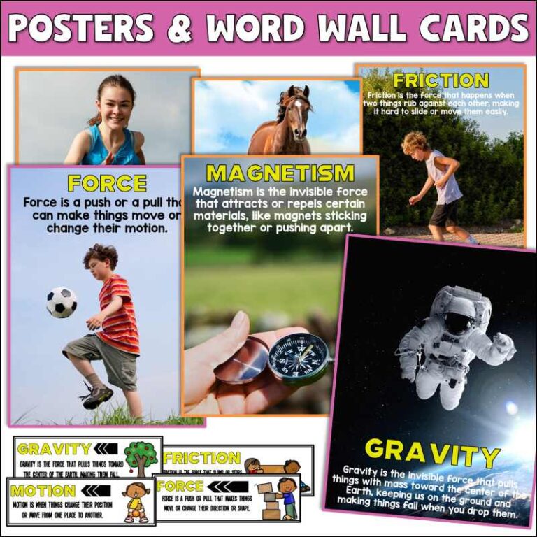 Force and Motion Science Unit Push and Pull Isaac Newton Gravity Speed ...