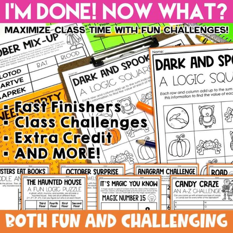 Full Year Early Finishers Activities Bundle with 180 Fun Challenges
