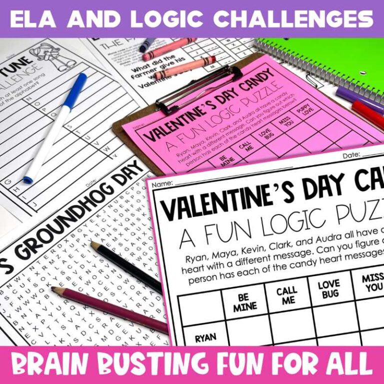 Valentines February Early Finishers Puzzles with Valentines Day Word ...