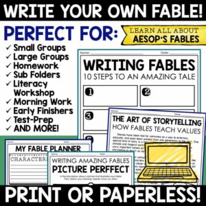 Aesop's Fables Reading Passages Compare and Contrast Fables Anchor ...