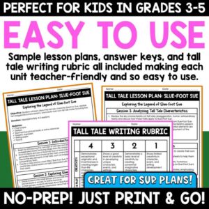 Tall Tales Unit with Tall Tales Writing Reading Passages Graphic ...