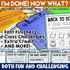August Back to School Early Finishers Puzzles and Word Search Packet ...