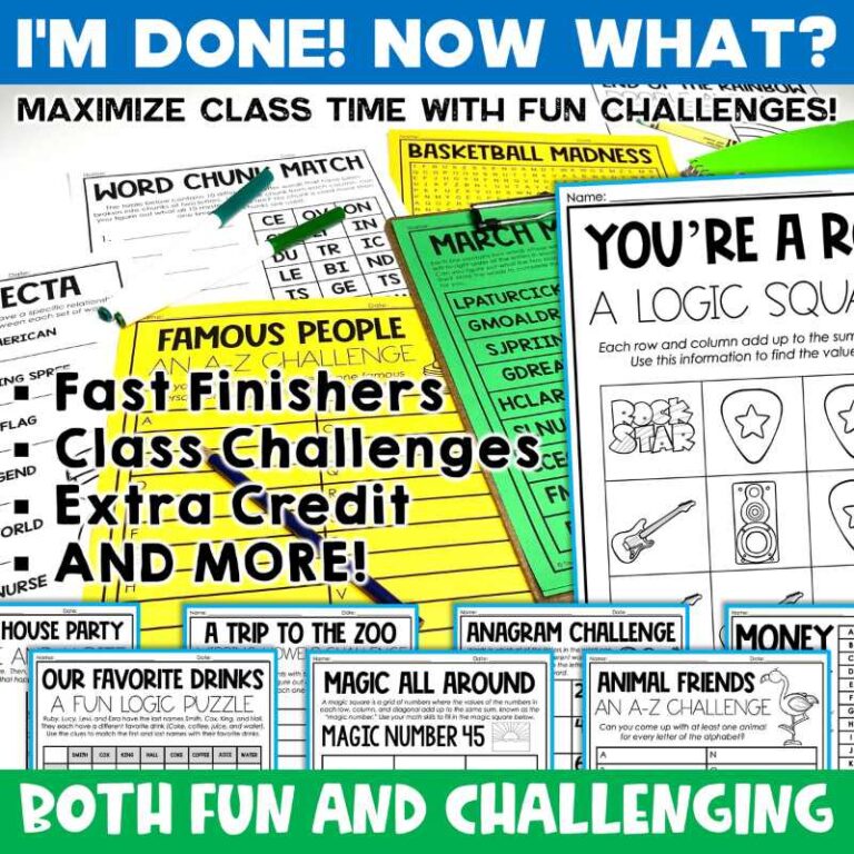 May Spring Early Finishers Puzzles Challenges and Word Search Packet ...