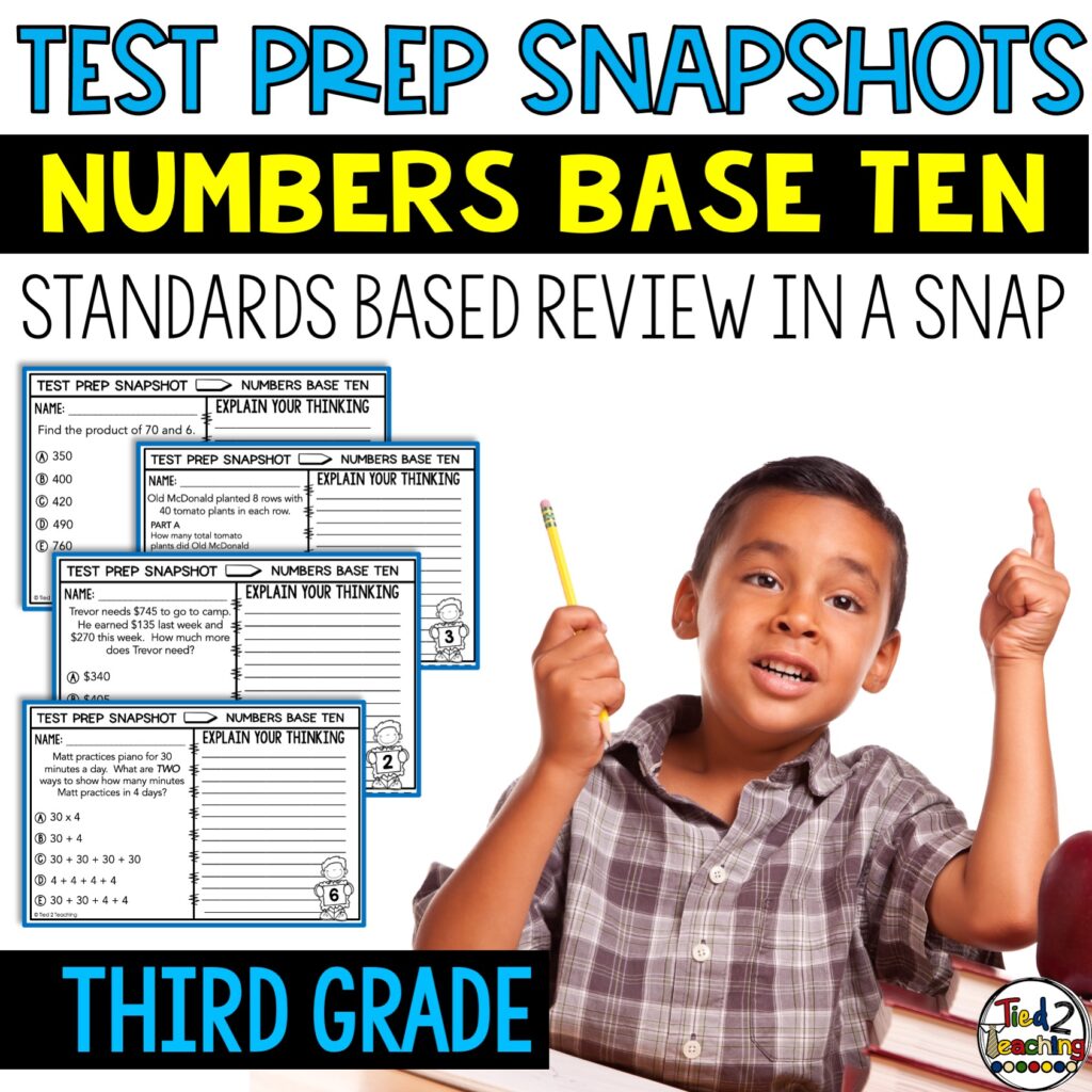 3rd Grade Math Test Prep Snapshots Numbers Base Ten Exit Slips - Tied 2 ...