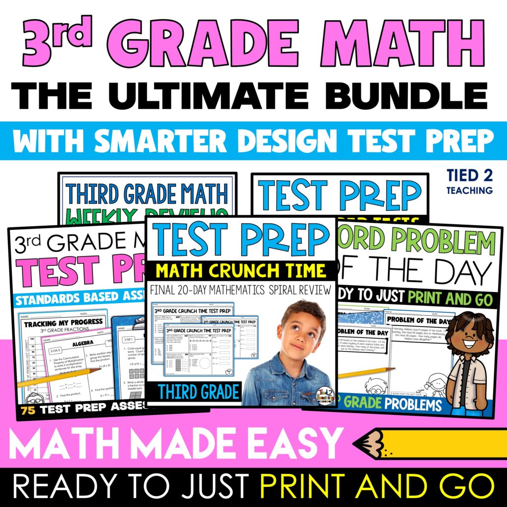 3rd Grade Math Test Prep Bundle Daily Math Practice Spiral Review Warms ...