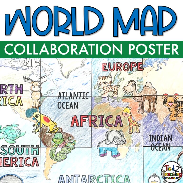 World Map Geography Collaboration Collaborative Coloring Poster and Art ...