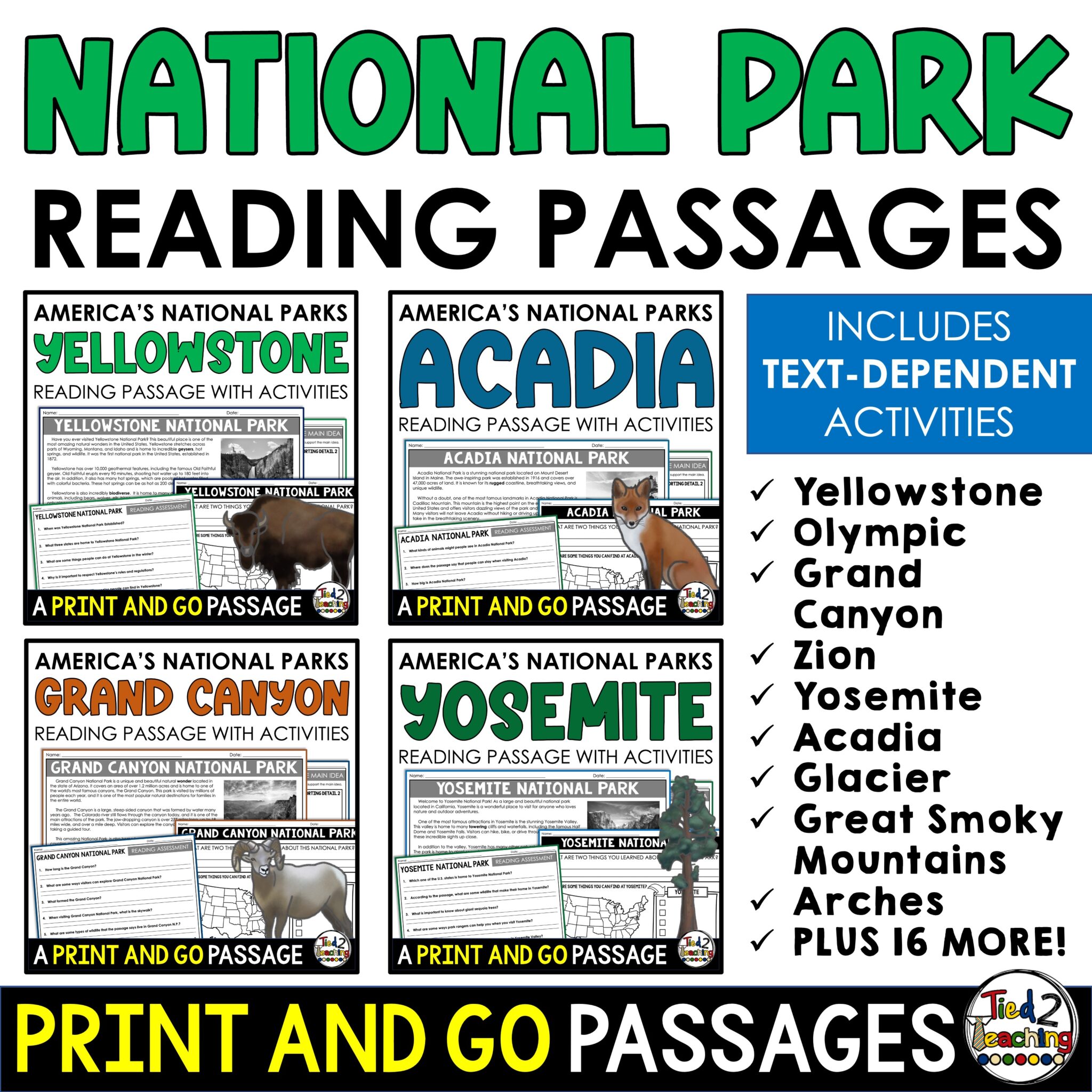 National Parks Information Reading Passages National Park Research ...