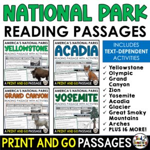 National Parks Information Reading Passages National Park Research ...