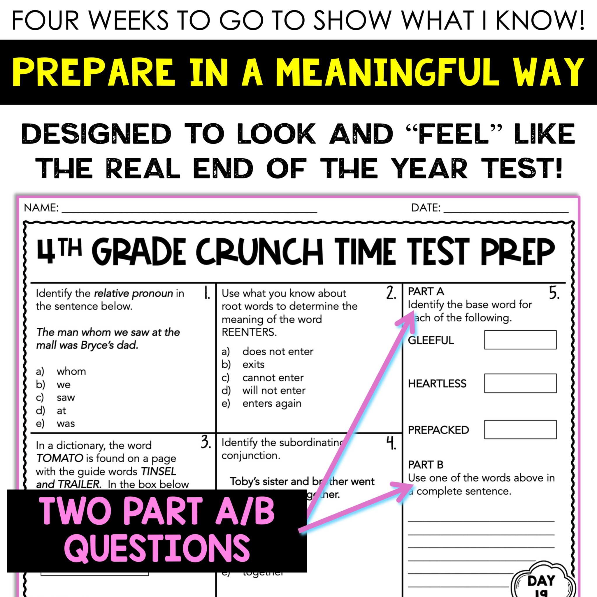 4th Grade Reading Test Prep and Language Test Prep Bundle - Tied 2 Teaching
