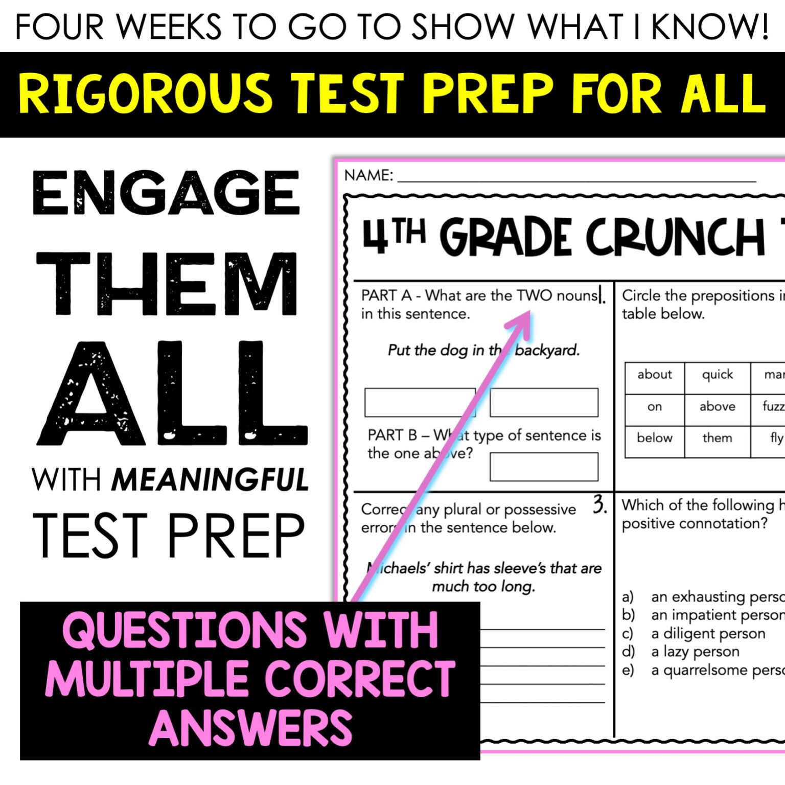 4th Grade Math & ELA Test Prep Bundle 4th Grade Math ELA State or MAP ...