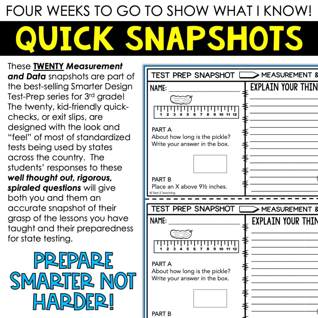 3rd Grade Math Test Prep Snapshots Measurement and Data Exit Slips ...