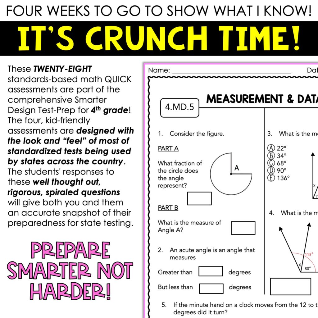 Math Test Prep 4th Grade Quick Check Assessments for Test Prep - Tied 2 ...