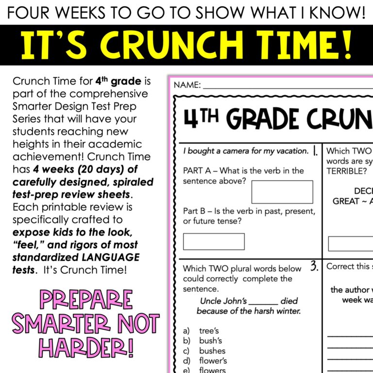 4th Grade ELA Language Test Prep 4th Grade ELA State or MAP Test Prep ...