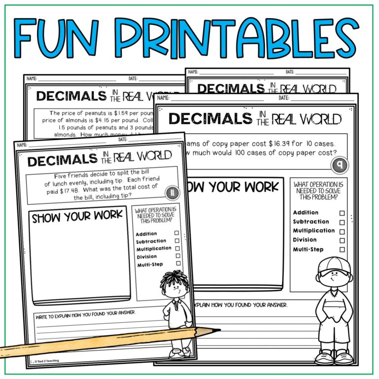 Fraction, Decimal, & Percent Word Problems Add, Subtract, Multiply ...