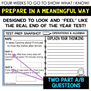 3rd Grade Math Test Prep Snapshots Operations and Algebra Exit Slips ...