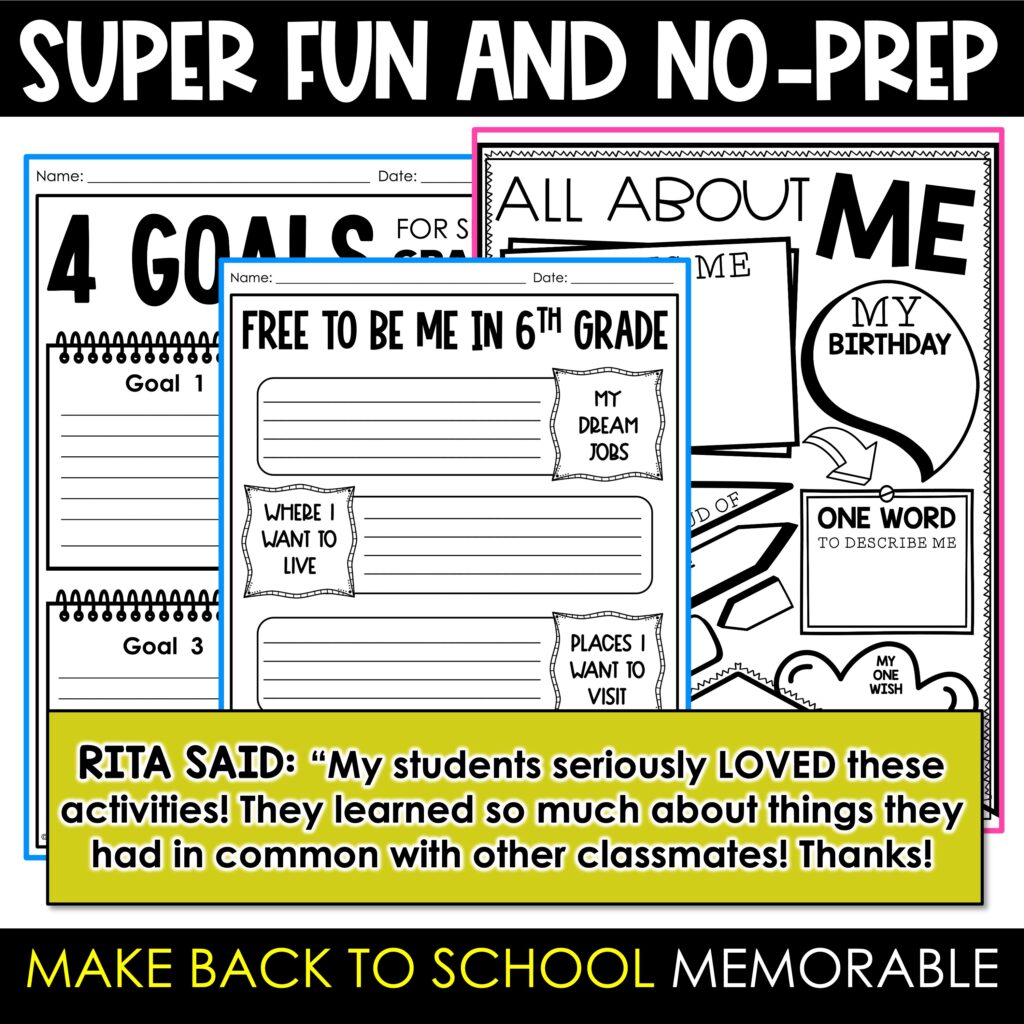 Back to School 6th Grade Packet with Find Someone Who Back to School ...