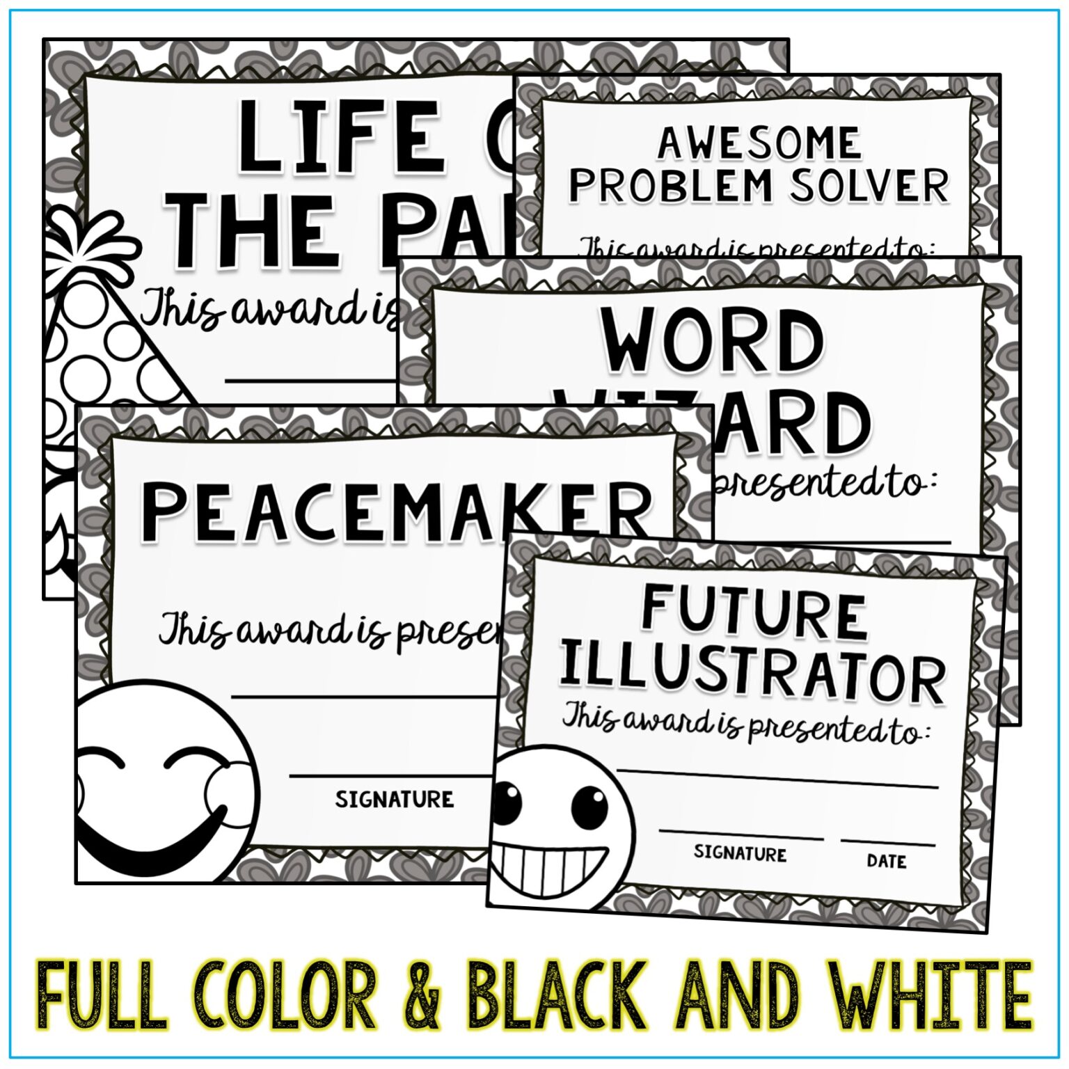 Emoji End of the Year Editable Award Certificates Classroom Student ...