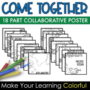 World Map Geography Collaboration Collaborative Coloring Poster and Art ...