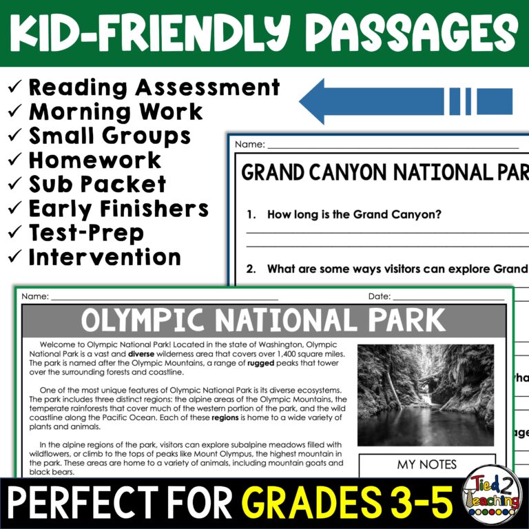 National Parks Information Reading Passages National Park Research ...