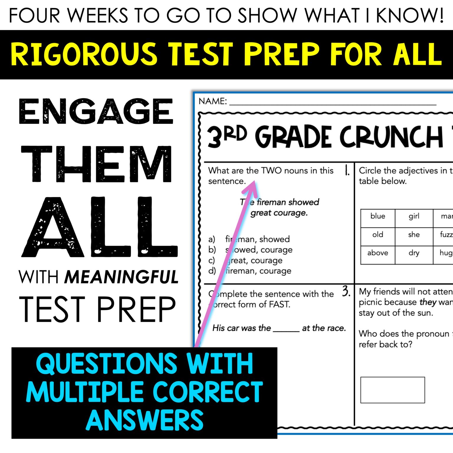 3rd Grade Math Test Prep 3rd Grade Reading Test Prep ELA Test Prep ...