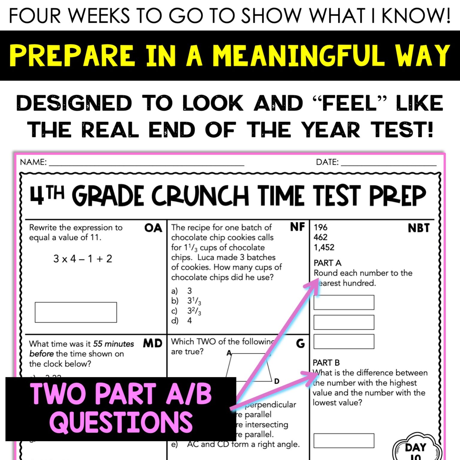 4th Grade Math & ELA Test Prep Bundle 4th Grade Math ELA State or MAP ...