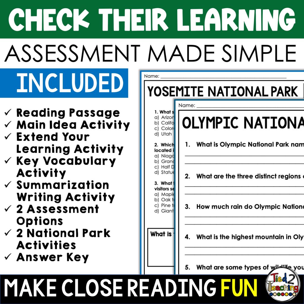 National Parks Information Reading Passages National Park Research ...