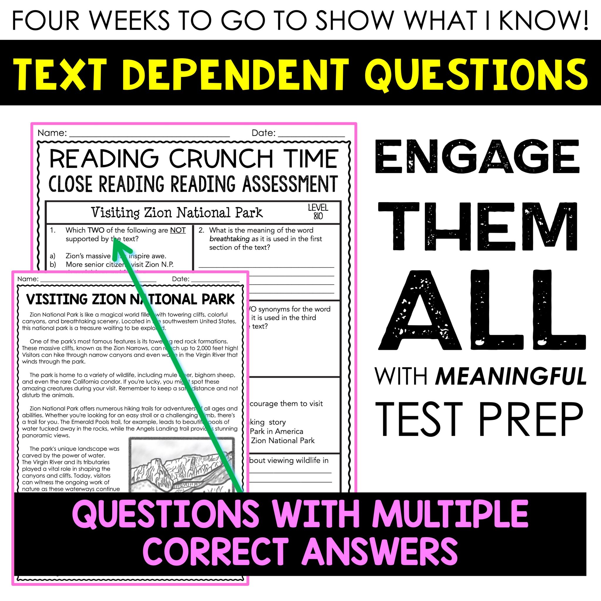 4th Grade Reading Test Prep and Language Test Prep Bundle - Tied 2 Teaching