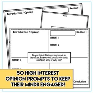 Opinion Writing Prompts with Opinion Writing Organizer Templates - Tied ...