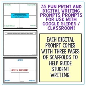 Compare and Contrast Writing Prompts with Graphic Organizers - Tied 2 ...