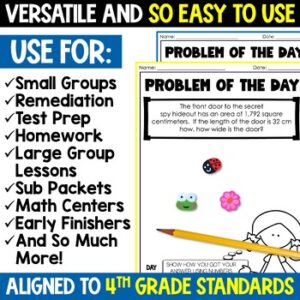 4th Grade Math Word Problems 4th Grade Problem of the Day - Tied 2 Teaching