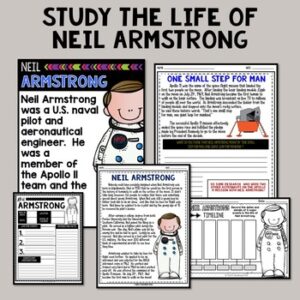 Neil Armstrong Biography Unit Pack Lesson Passages Graphic Organizers ...