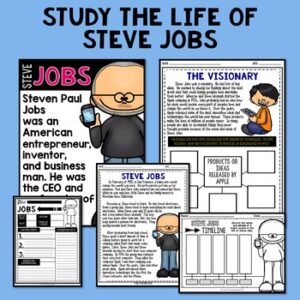 Steve Jobs Biography Unit Pack Reading Passages Organizers Poster ...
