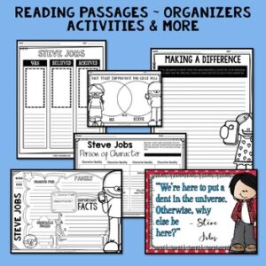 Steve Jobs Biography Unit Pack Reading Passages Organizers Poster ...