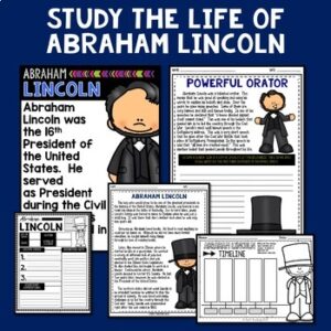 Abraham Lincoln President Biography Unit Pack Presidents' Day Lesson ...