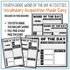 5th Grade Word of the Day Vocabulary Building Activities Vocabulary ...