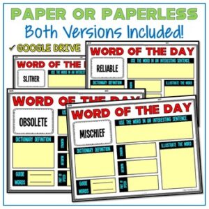 5th Grade Word of the Day Vocabulary Building Activities Vocabulary ...