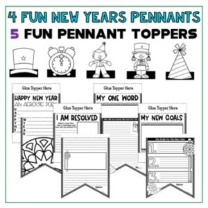 New Years 2025 Activities Bulletin Board Pennants - Tied 2 Teaching