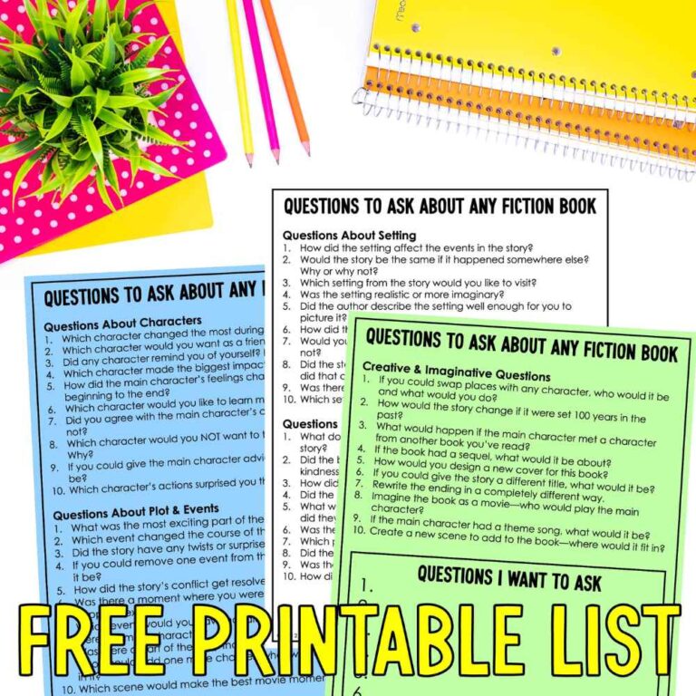 50 Questions to Ask Kids About Any Fiction Book (Free List)